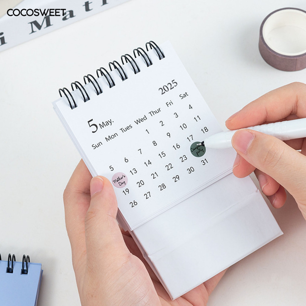 COCO Triangular Folding Desk Calendar School Year Planner 2025 Desk Calendar Annual Planner Coil ...