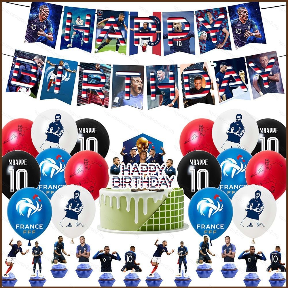 SQ2 Kylian Mbappe football star theme kids birthday party decorations ...