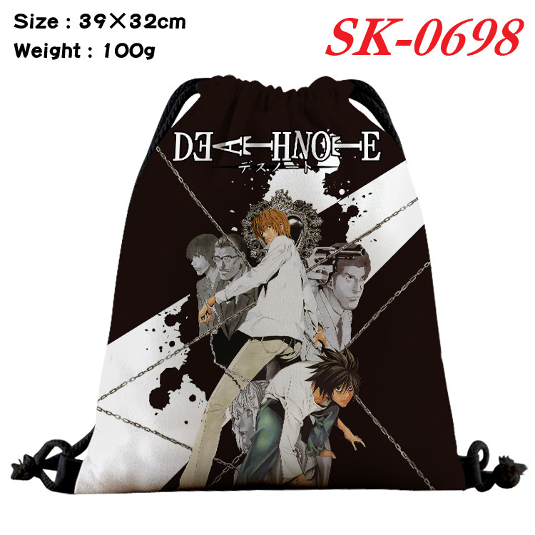 Death Note Color Cartoon Casual Canvas Student Bag Kids Drawstring ...