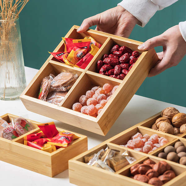 bamboo tray dessert tray bamboo Buluh dan kayu Jiugongge dulang buah ...