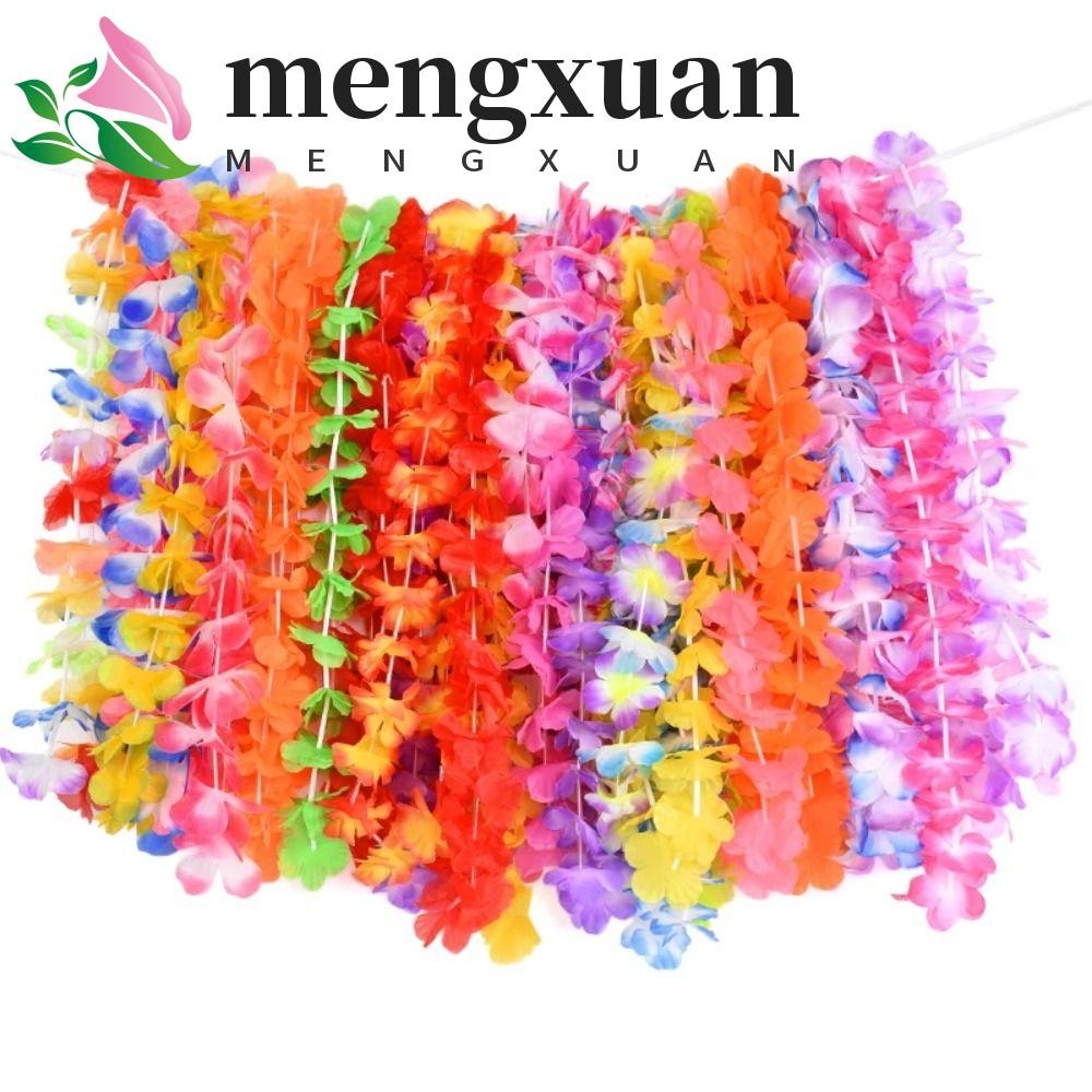 MENGXUAN 24/50/100Pcs Silk Flower Necklace, Colorful Vibrant Hawaiian ...