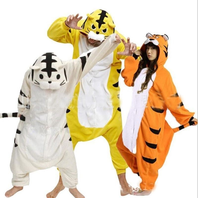 Dewasa haiwan bermain kostum Big Tiger Cosplay Plush Jumpsuit Halloween ...