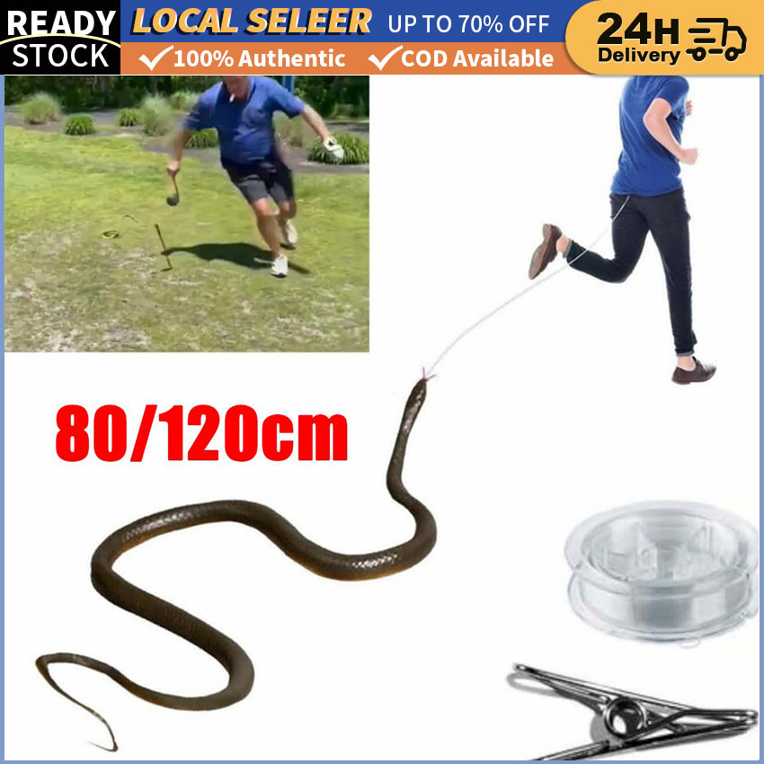 80/120cm Rubber Snake 80/120cm Realistic Prank Snake with String ...