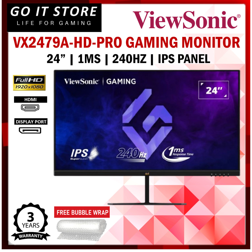 VIEWSONIC VX2479A-HD-PRO 24" IPS FHD 1ms 240Hz Gaming Monitor (HDMI ...
