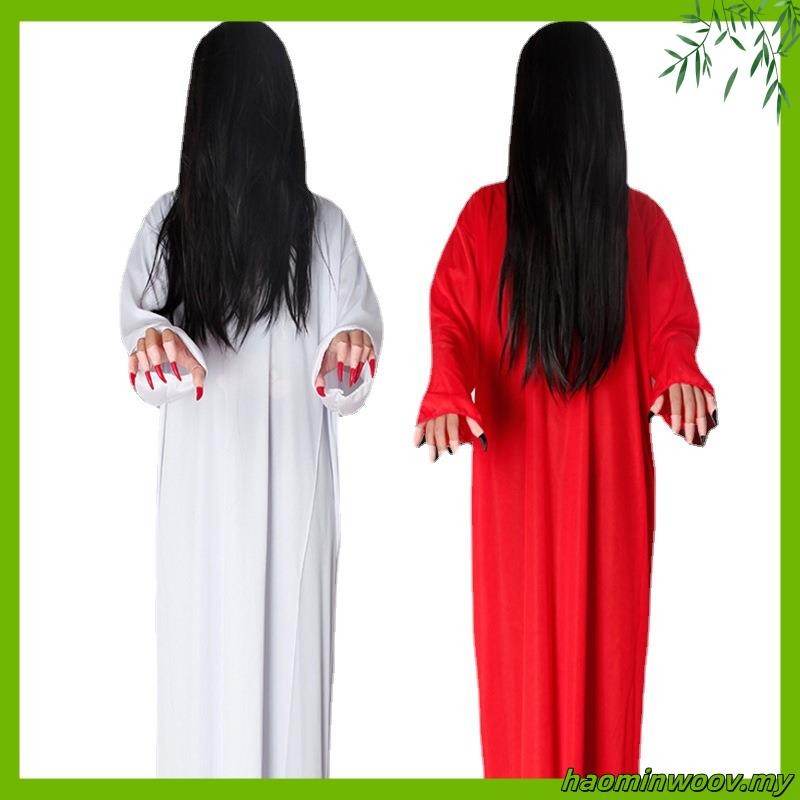 SDEER Female Ghost Costume, White Red Sadako Halloween Costumes, Funny ...