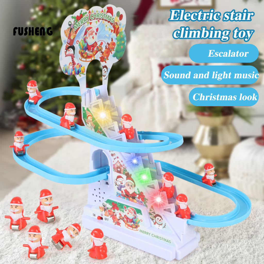 Santa Climbing Toy with Led Light Santa Roller Coaster Toy Santa Stair ...