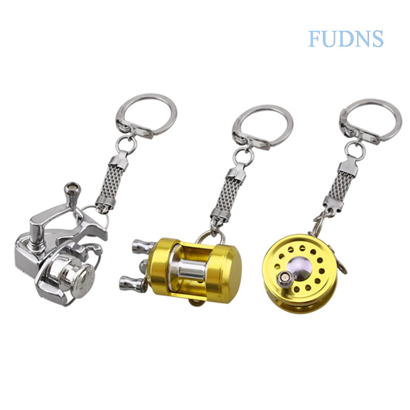 [FDX] Metal Fishing Reel Decoration Pendant Mini Fishing Reel Keychain ...