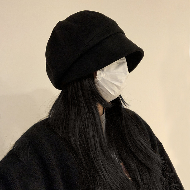 Influencer Plain Face Covering Suede Bucket Hat Female Autumn Winter ...