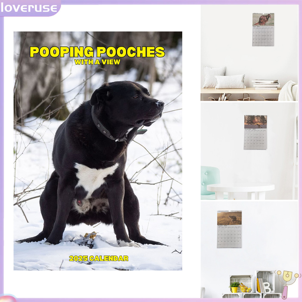 /LO/ 2025 Pooping Dogs Wall Calendar Funny Gag Gift Puppy Poop Calendar ...