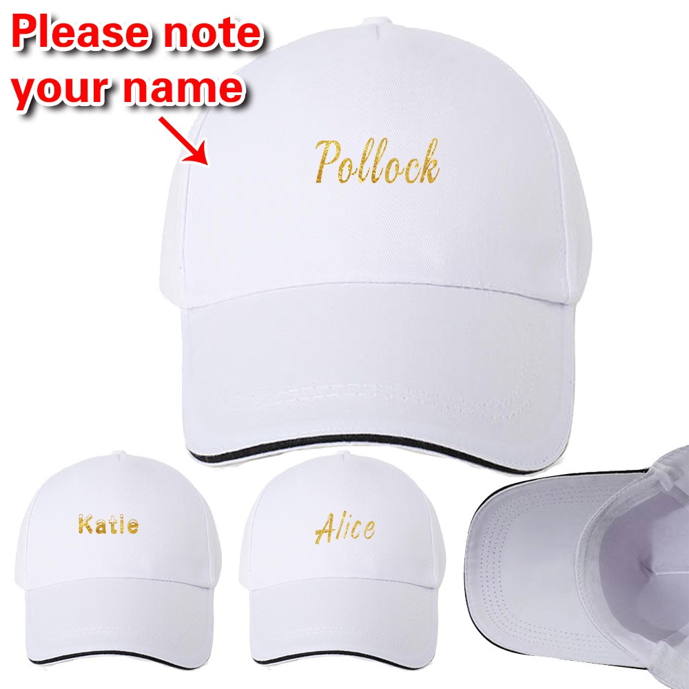 Custom Free Name Baseball Cap for Women Men White Cotton Hats Outdoor ...
