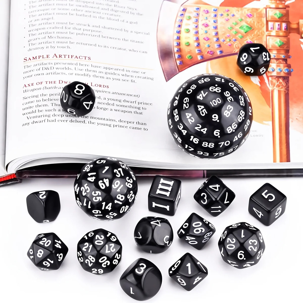 15Pcs Polyhedral Dice Table Game Dice for DND RPG Dungeons and Dragons D3 D4 D5 D6 D7 D8 D10 D ...