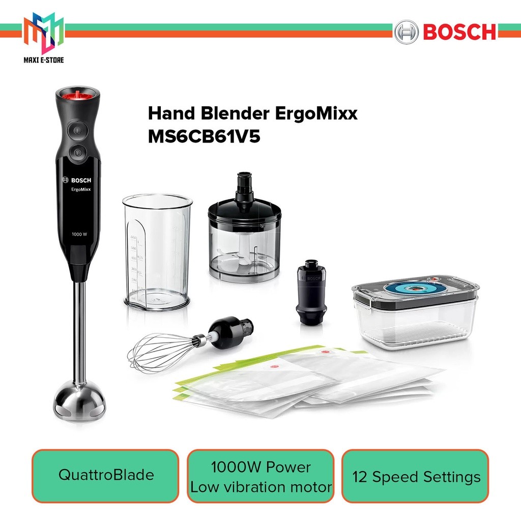 Bosch MS6CB61V5 Hand Blender ErgoMixx with Fresh Vacuum System / 12 ...