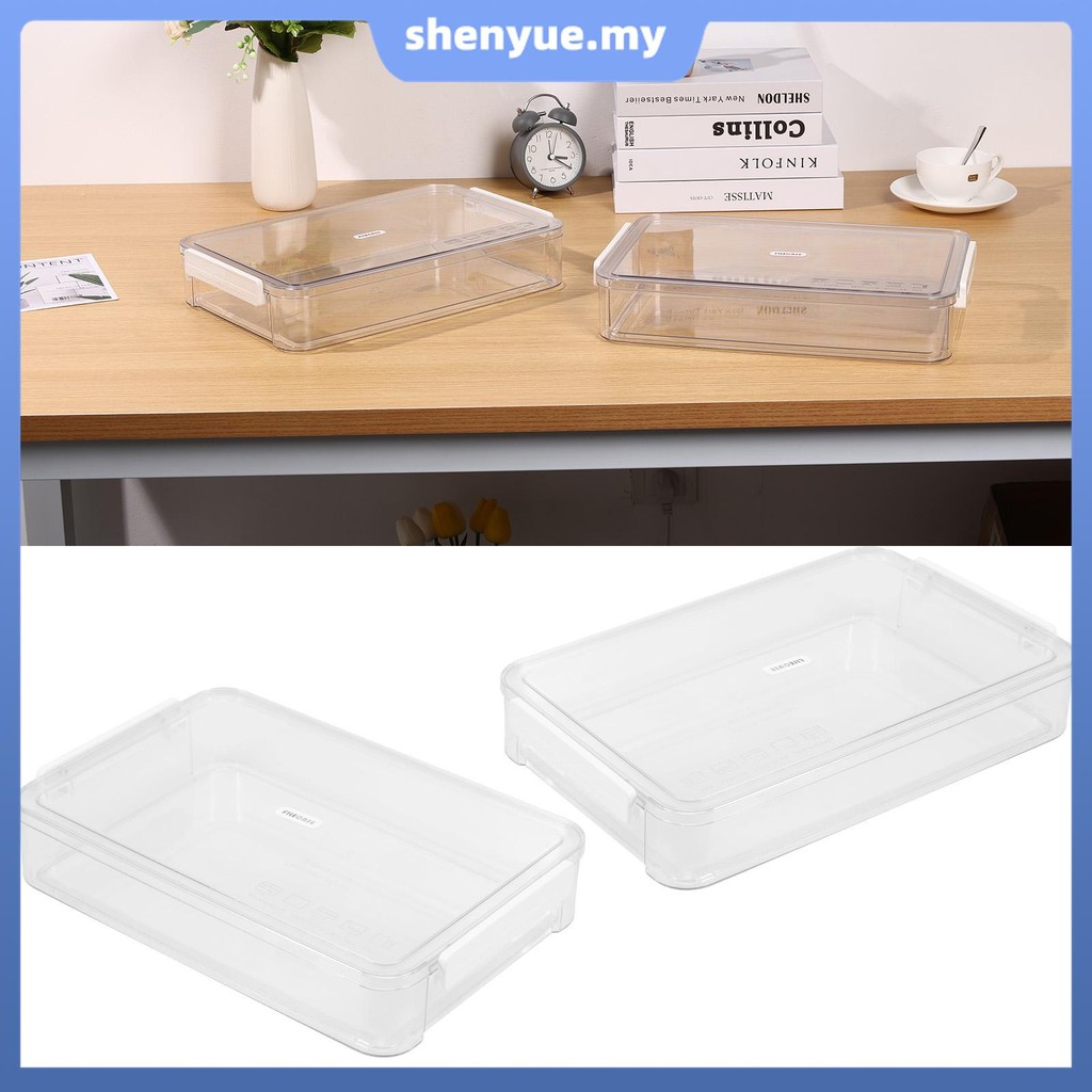 2Pcs Document Storage Box with Lid Transparent Stackable Notebook ...
