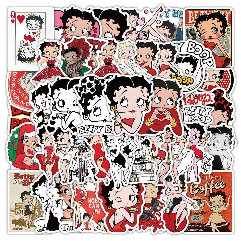 50 pcs Betty Boop Cartoon Waterproof PVC Stickers | Shopee Malaysia