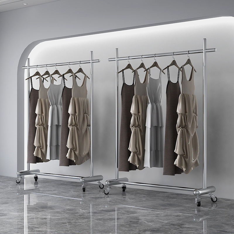 Clothing Store Display Stand Stainless Steel Brushed Display Clothes ...