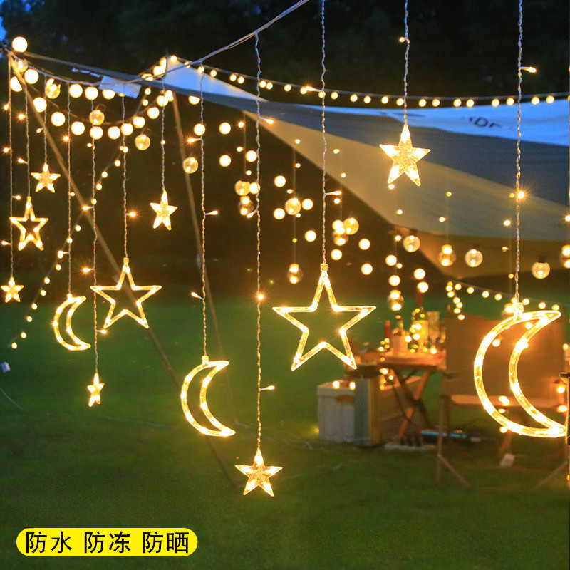 Lampu Raya Hari Raya Light 4M 120Leds Moon Curtain String Lights Castle ...