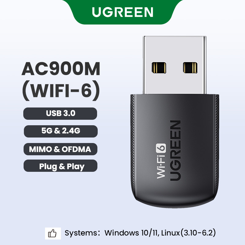 UGREEN 2.4G & 5G Wifi6 Wireless Adapter 1300Mbps 650Mbps USB WiFi ...