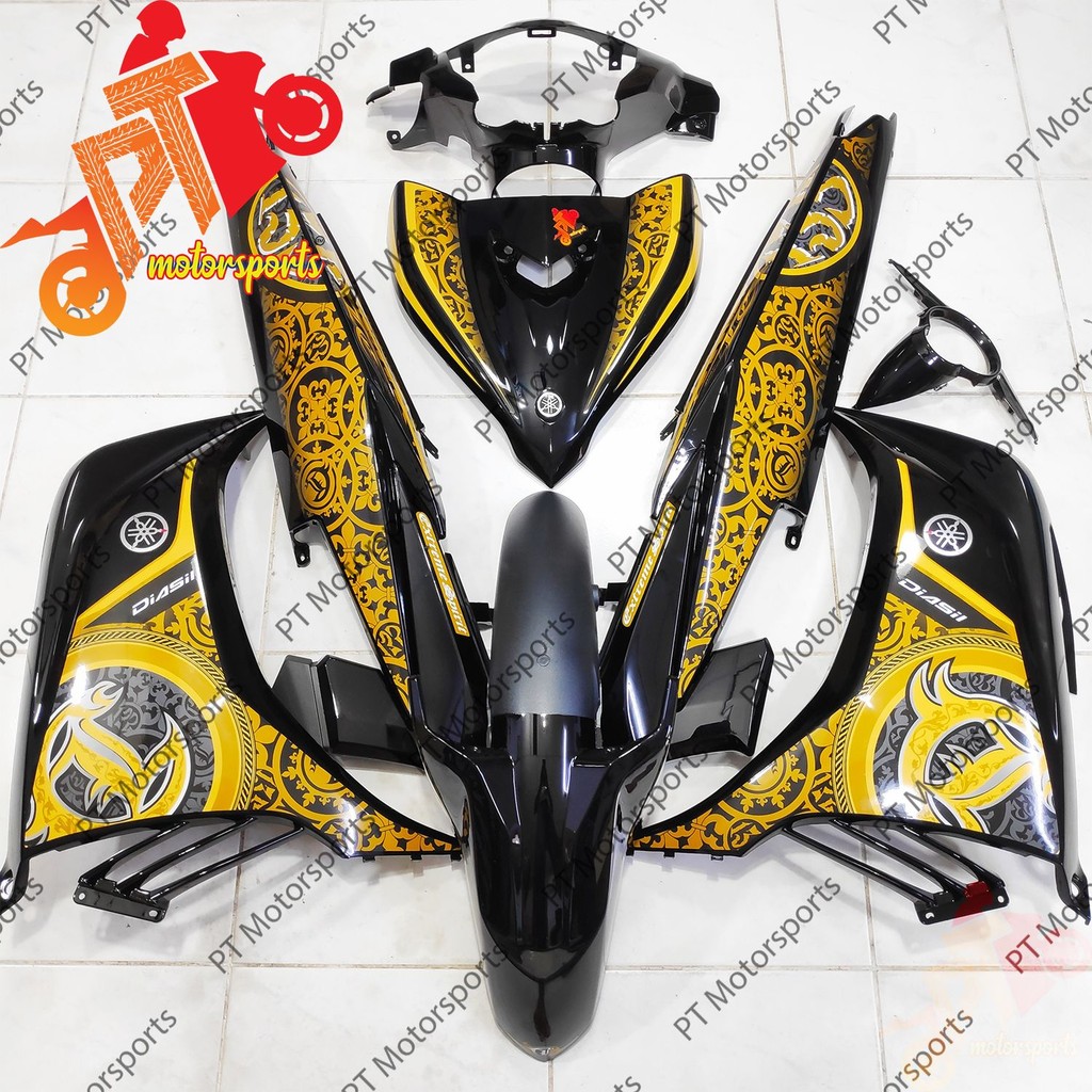 LC 135 V1 V2 V3 V4 V5 V6 V7 Cover Set Body Set Black Hitam Batik Full Kuning Gold Yellow Costume ...