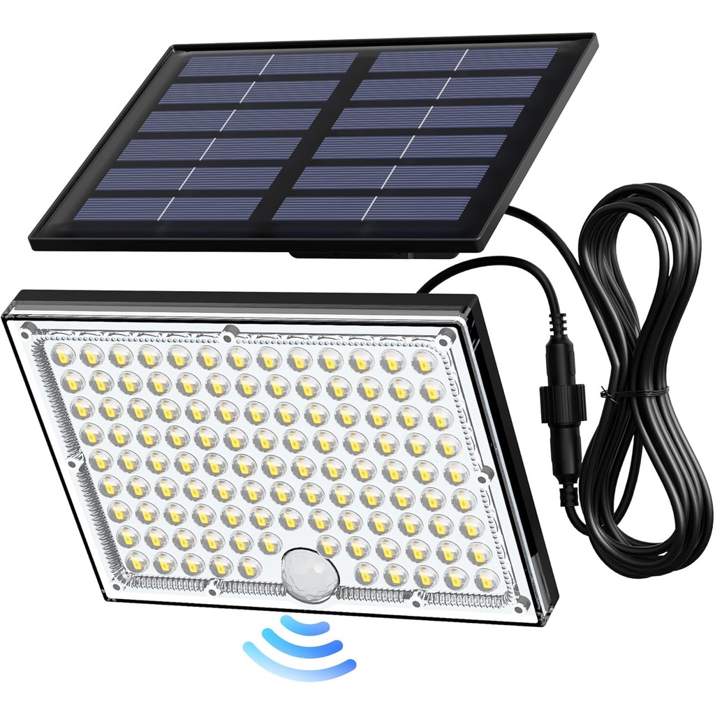 JACKYLED Solar Lights Outdoor with Motion Sensor, 113LED Cool White Solar Flood Lights ...