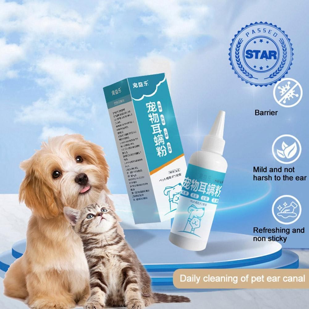 70g/ Bottle Pet Ear Mite Powder Dog Cat Ear Canal Cleaner Earwax ...
