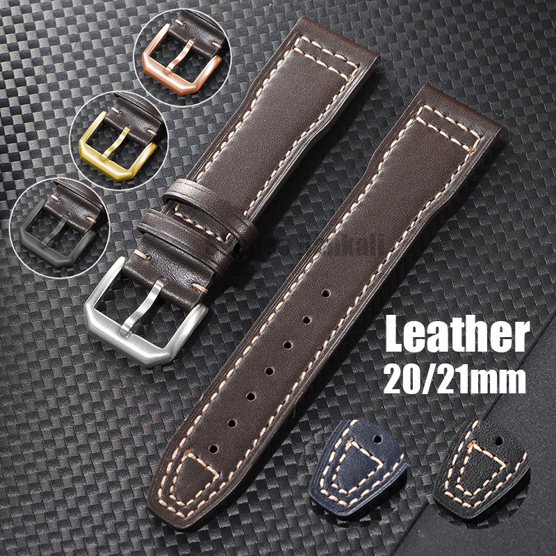 High Quality Genuine Leather Watch Band 20mm 21mm Cowhide Belt Bracelet ...