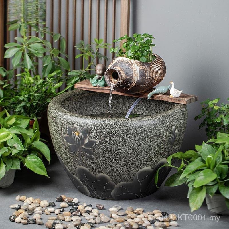 Ceramic Flowing Water Water Circulation Fish Tank Ancient Method Living ...