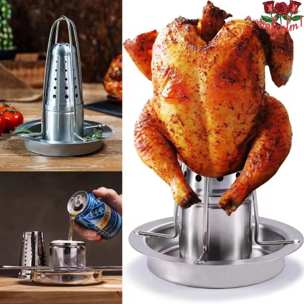 MALCOLM1 Chicken Roaster Stand, Stainless Steel with Tray Grill Chicken ...
