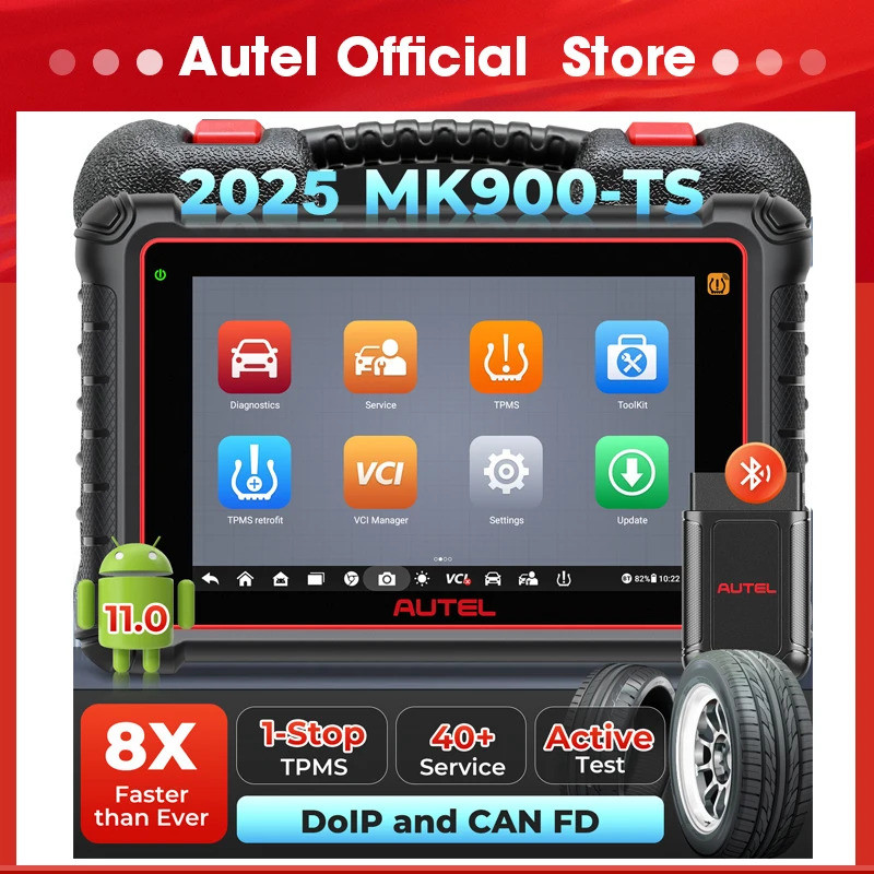 Autel MaxiCOM MK900-TS Diagnostic Scanner Bidirectional Full TPMS Tool DoIP/CAN FD 8 Inch Scan ...