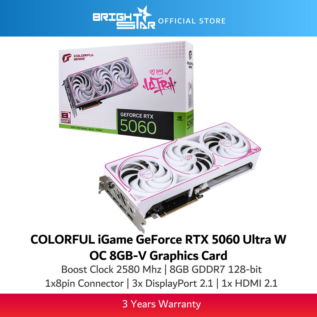 COLORFUL iGame GeForce RTX 5060 Ultra W OC 8GB-V GDDR7 Graphics Card ...