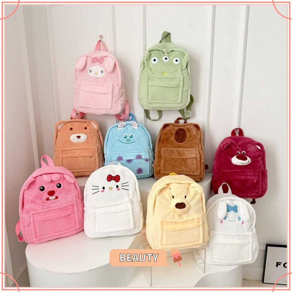 BEAUTYONE Sanrio Plush Backpack, Cinnamoroll Capybara School Backpack ...