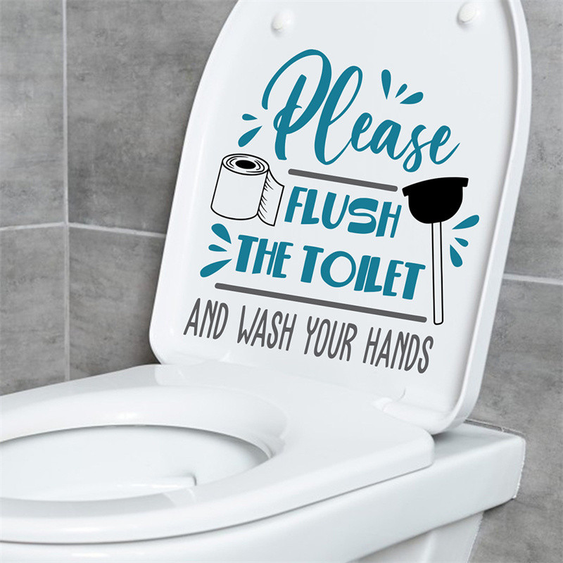 guyumao Flush The Toilet PVC Toilet Stickers Creative Washroom Toilet ...