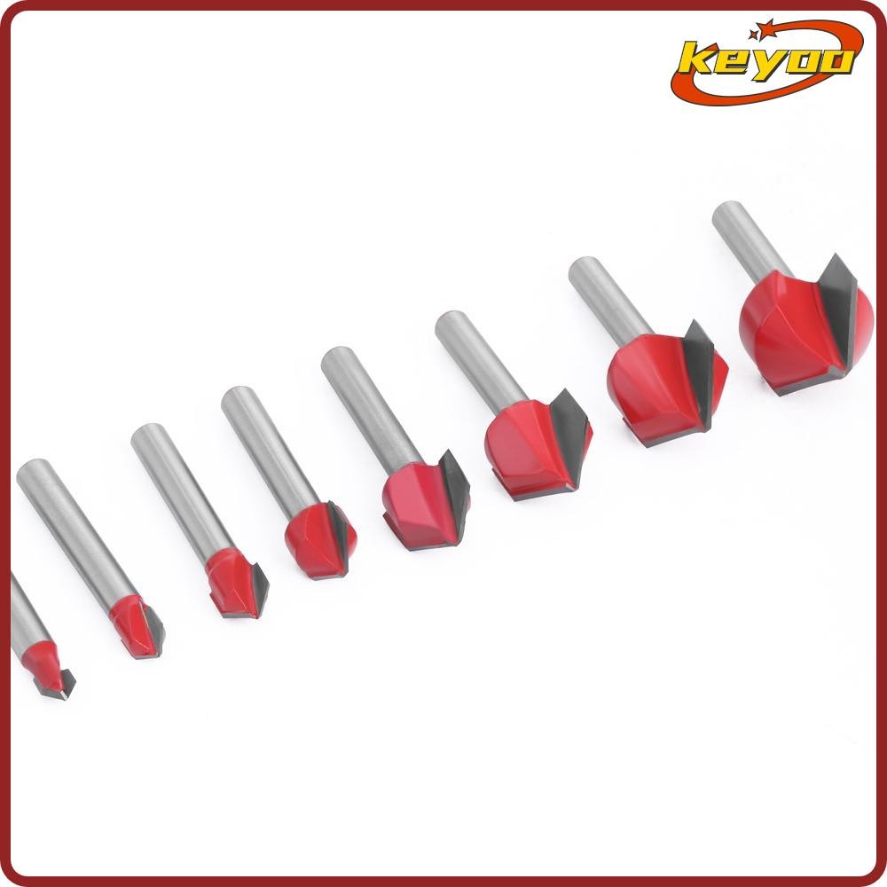 [KEYOO] V Groove, Chamfer Bevel 90 Degree Router Bits, Durable 1/4 Inch ...