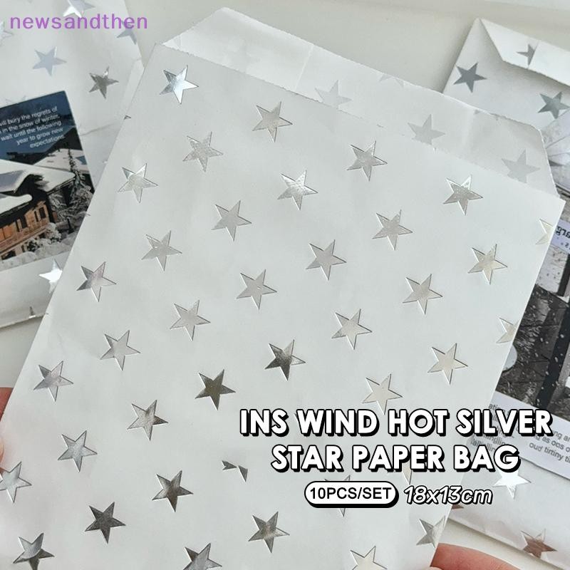 newsandthen 10pc Simple Silver High-End Star Hot Stamping Paper Bag ...