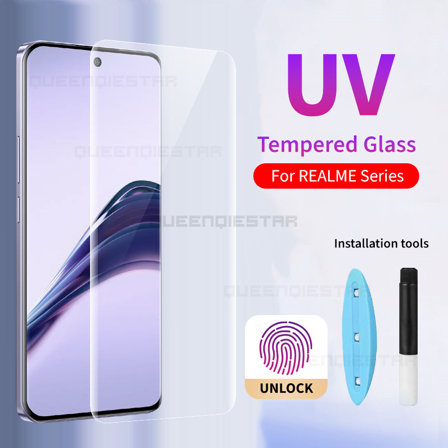 For Realme GT 6 6T 10 11 12 Pro+ 13 Pro Plus 5G UV Full Glue Tempered Glass Screen Protector ...