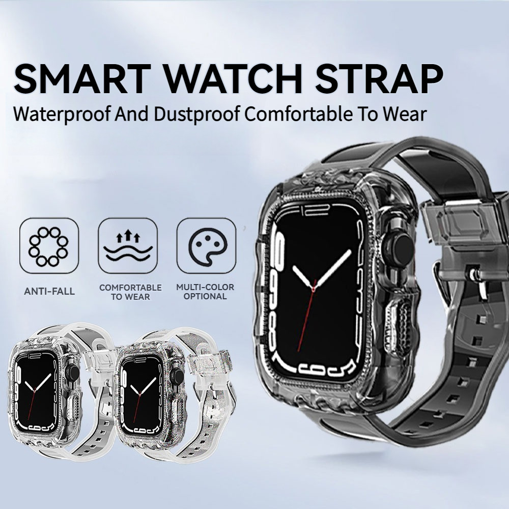 Soft Silicone Strap for Apple Watch Series 8 7 6 5 4 3 Transparent ...
