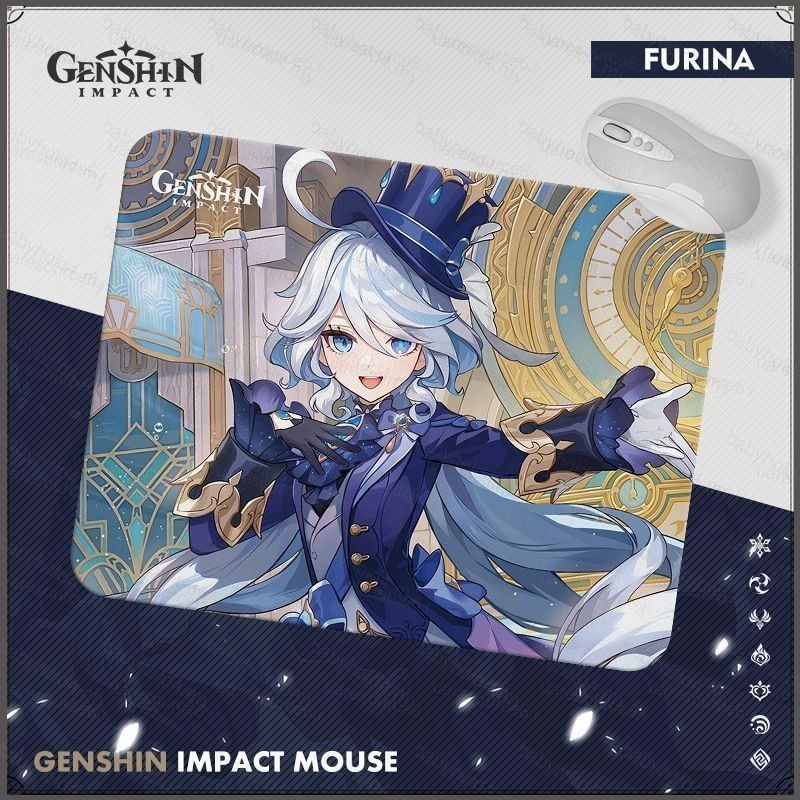 Genshin Impact Anime Mousepad Non slip Cartoon Furina Lyney Neuvillette ...
