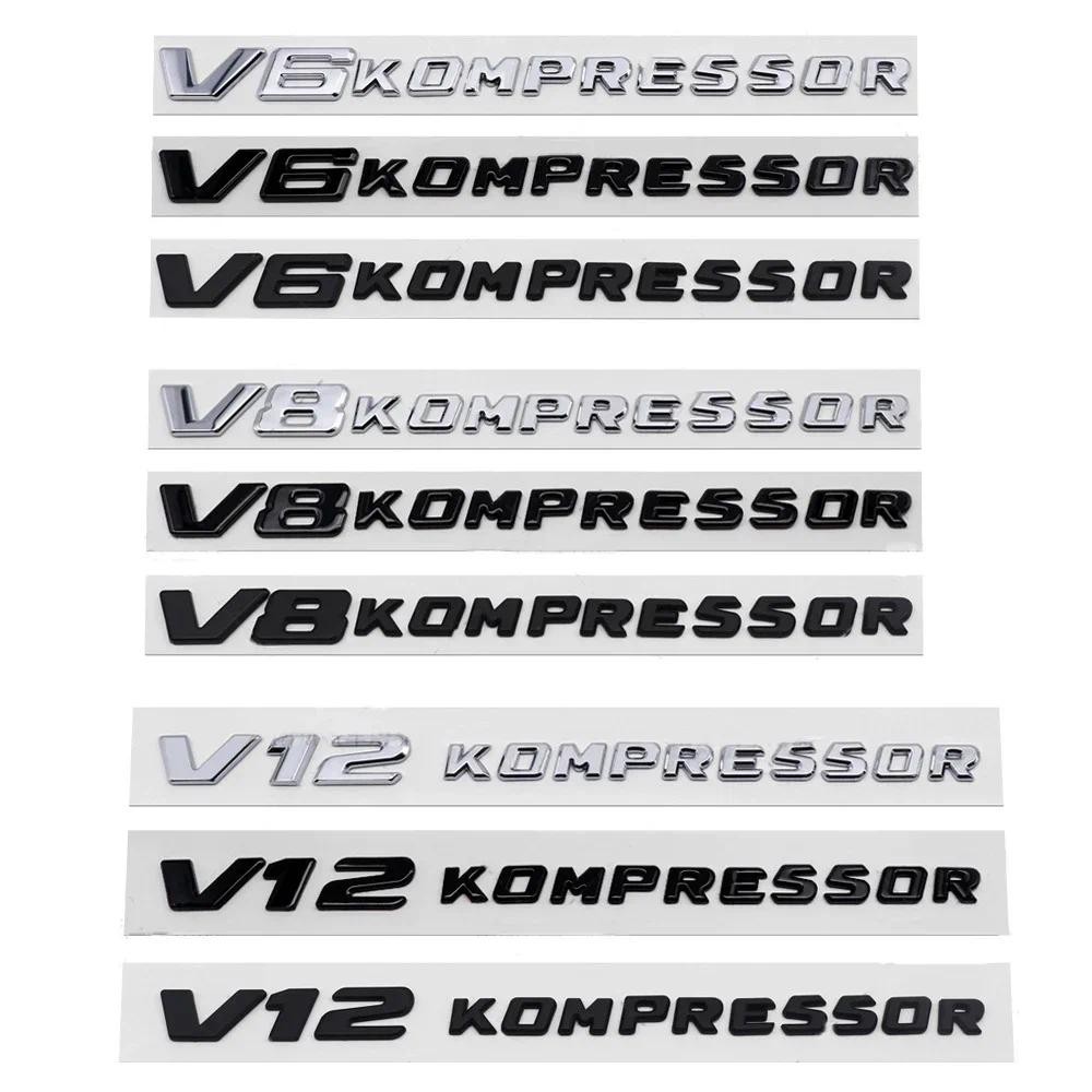 Car Rear Trunk Emblem Sides Letters Badge V6 V8 V12 KOMPRESSOR Sticker ...