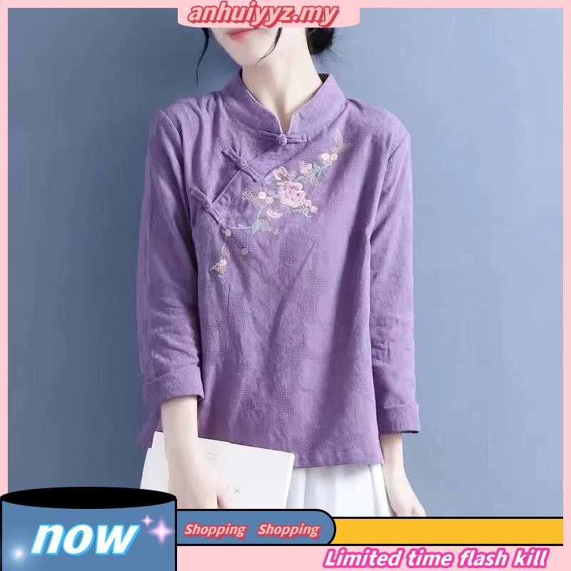 LOTUS FASHIONSHOP Plus Size Baju Raya Ramadan Blouse Woman Floral ...
