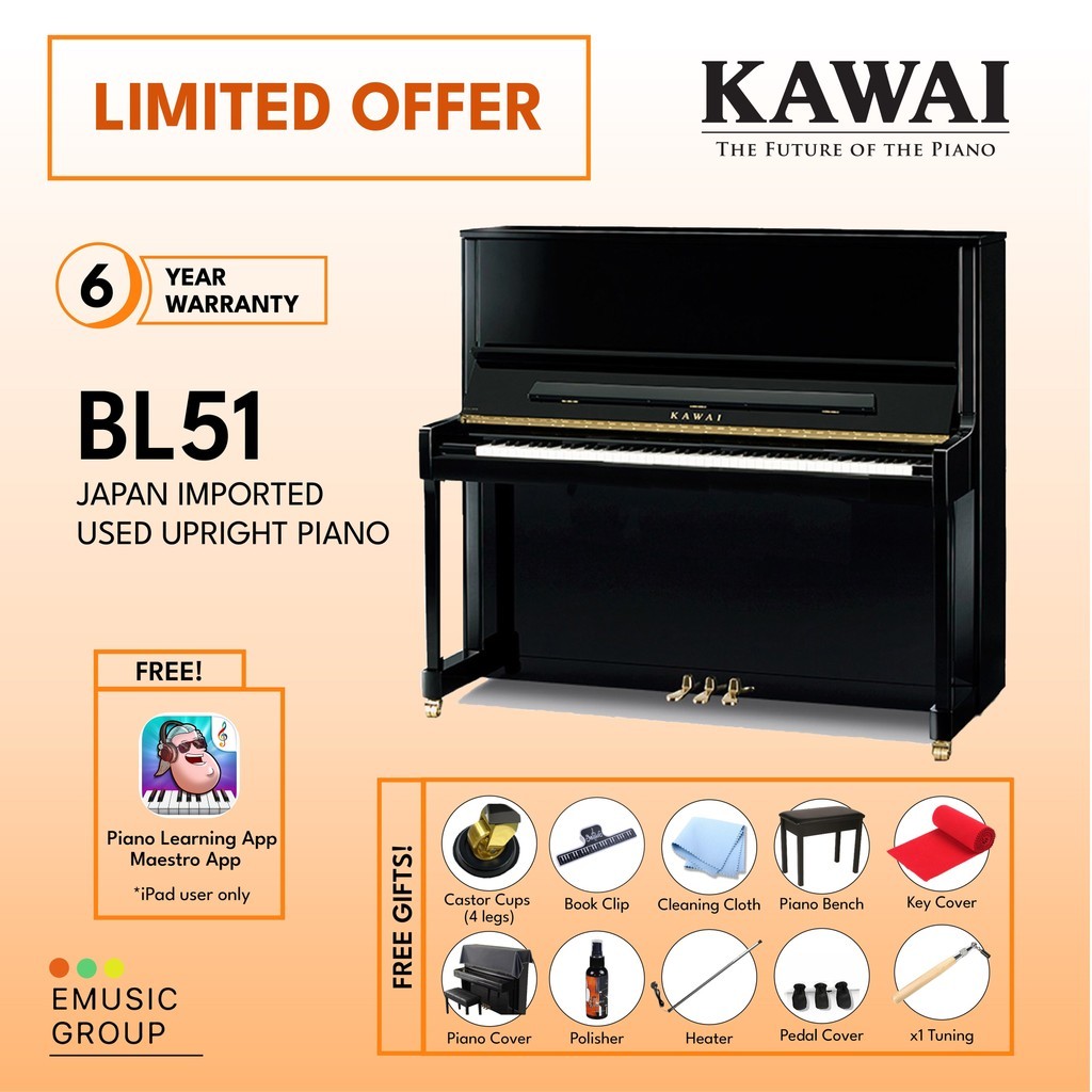 LIMITED OFFER Kawai BL-51 Used Acoustic Upright Piano Japan Imported ...