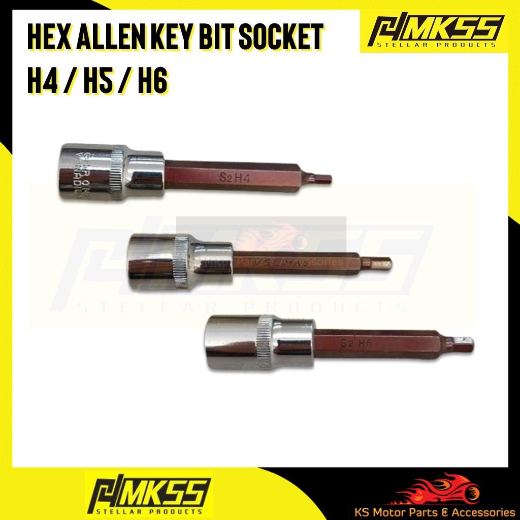 READY STOCK Hex Allen Key Bit Socket Tools 1/2" H4 H5 H6 EXTRA LONG HEX ...