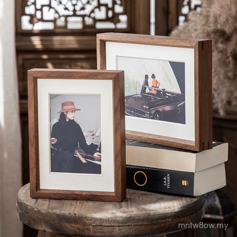 Bingkai gambar berpose bercorak buah walnut hitam kayu pepejal sederhana bingkai foto bingkai ...