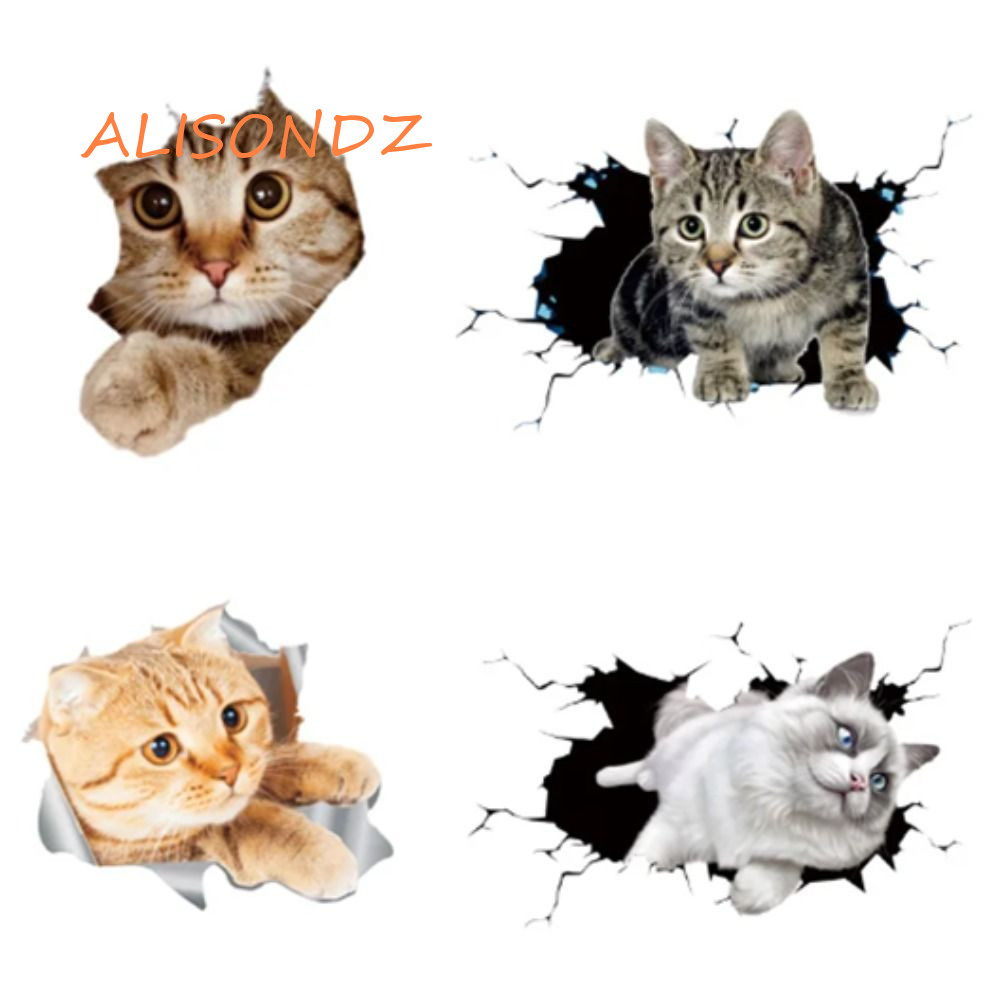 ALISONDZ Car 3D Cat Stickers, Animal Styling Universal Cat in The Crack ...