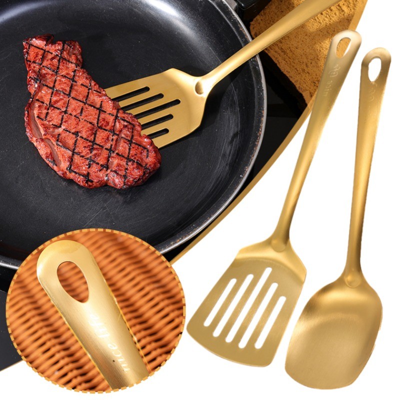 Creative Gold Plated Long Handle Non Stick Spatulas Stainless Steel ...