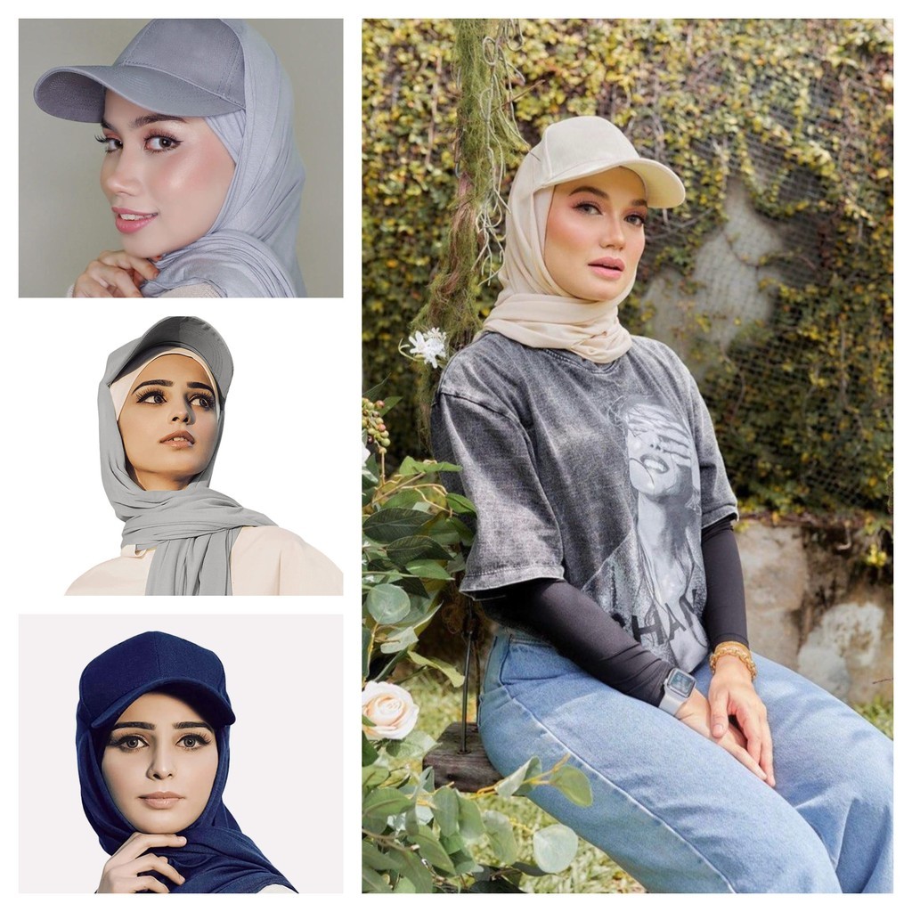 🇲🇾Stock High Quality Muslimah Scarf Shawl Cap (1 set) Topi Tudung Bawal ...