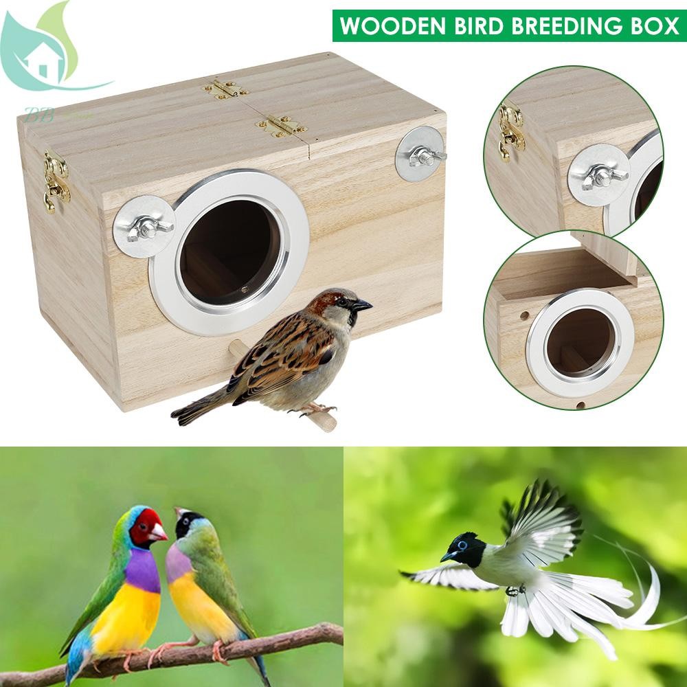 Wooden Bird Breeding Box Cage Parrot Budgie Nesting House Lovebirds ...