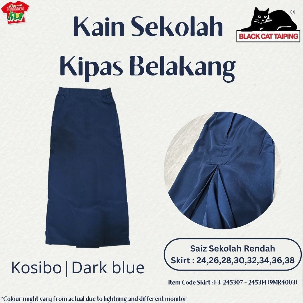 (BLACKCAT) KAIN SEKOLAH KIPAS BELAKANG | KAIN PENGAWAS | DARK BLUE ...