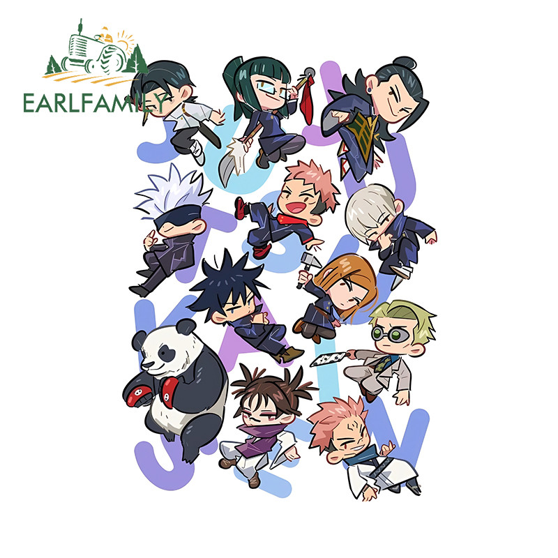 EARLFAMILY 13cm Jujutsu Car Sticker Cartoon Motorcycle Helmet Refrigerator Windows JDM Vinyl ...