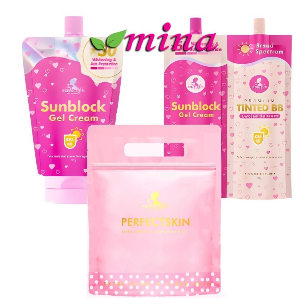 PERFECT SKIN #M Set 4in1 Sunblock Gel Cream 50gm Tinted Sunscreen 30gm ...