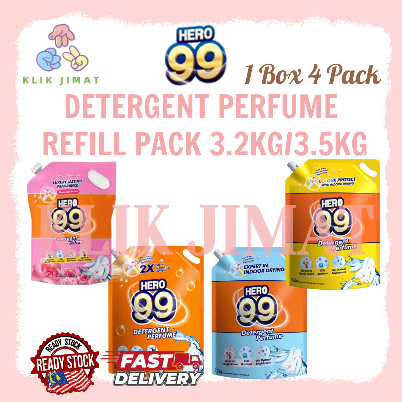(KLIKJIMAT) READY STOCK HERO 99 DETERGENT PERFUME REFILL PACK 3.2KG/3 ...