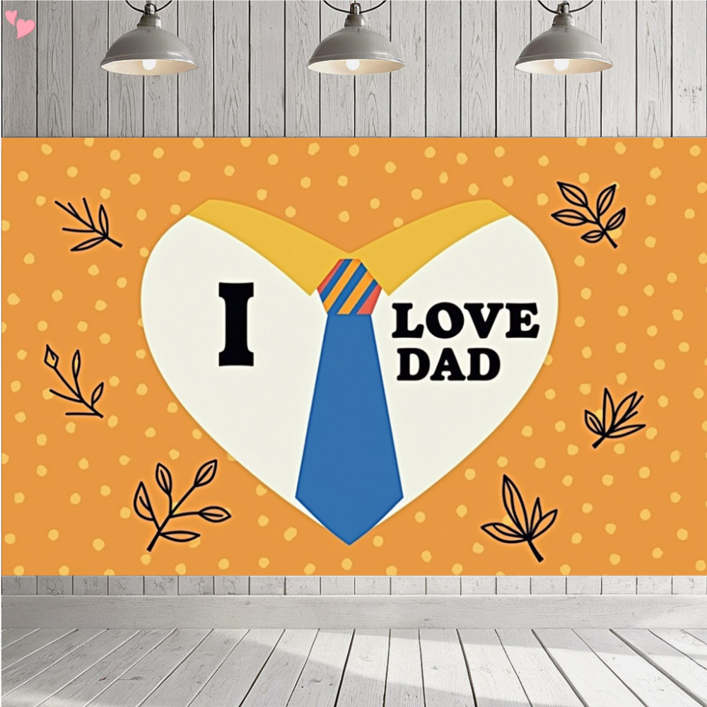Fabric Happy Father's Day Backdrop Withe Suit With Yelloow Bowtie ...